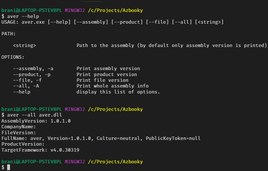 .NET Core global CLI tool for reading assembly version - azbooky software